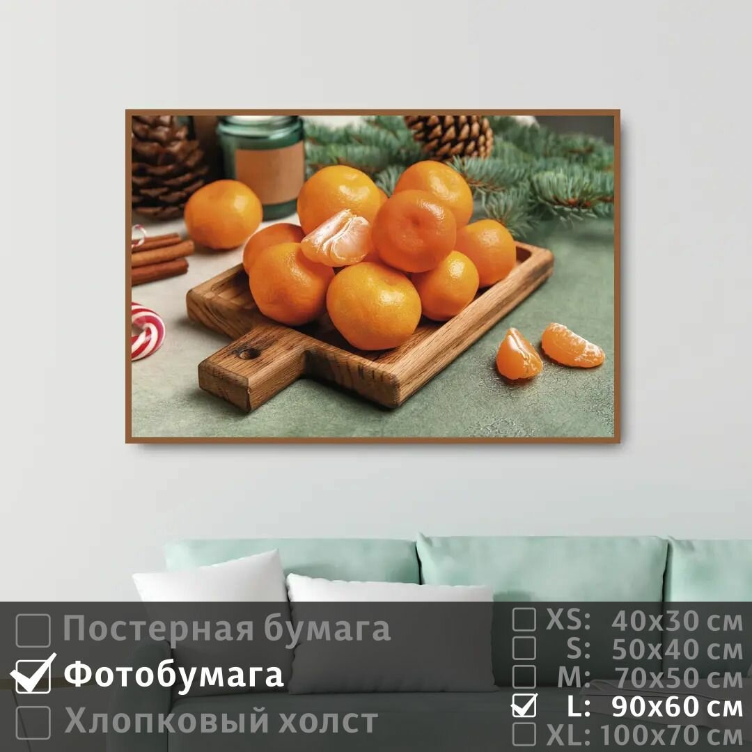 Постер на фотобумаге Оранжевые Мандарины Для Зимнего Вечера 90х60 см ПолиЦентр