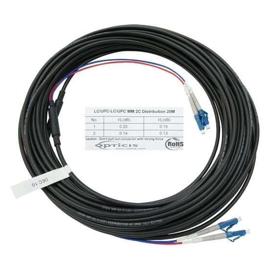 Opticis LLMD-625DT-40- Дуплексный многомодовый оптоволоконный кабель с разъемами 2LC-2LC в защитной оболочке
