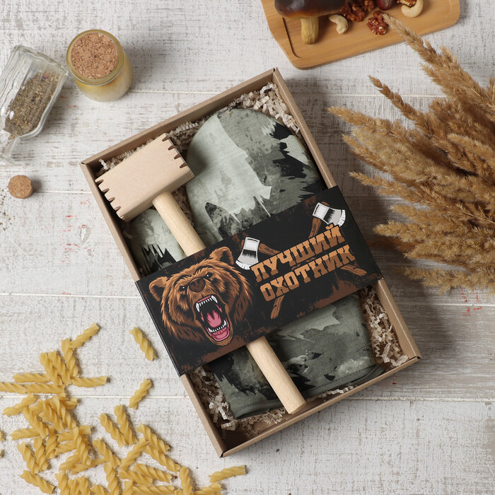 Подарочный набор Нunter варежка-прихватка 20х28см, молоток деревян.