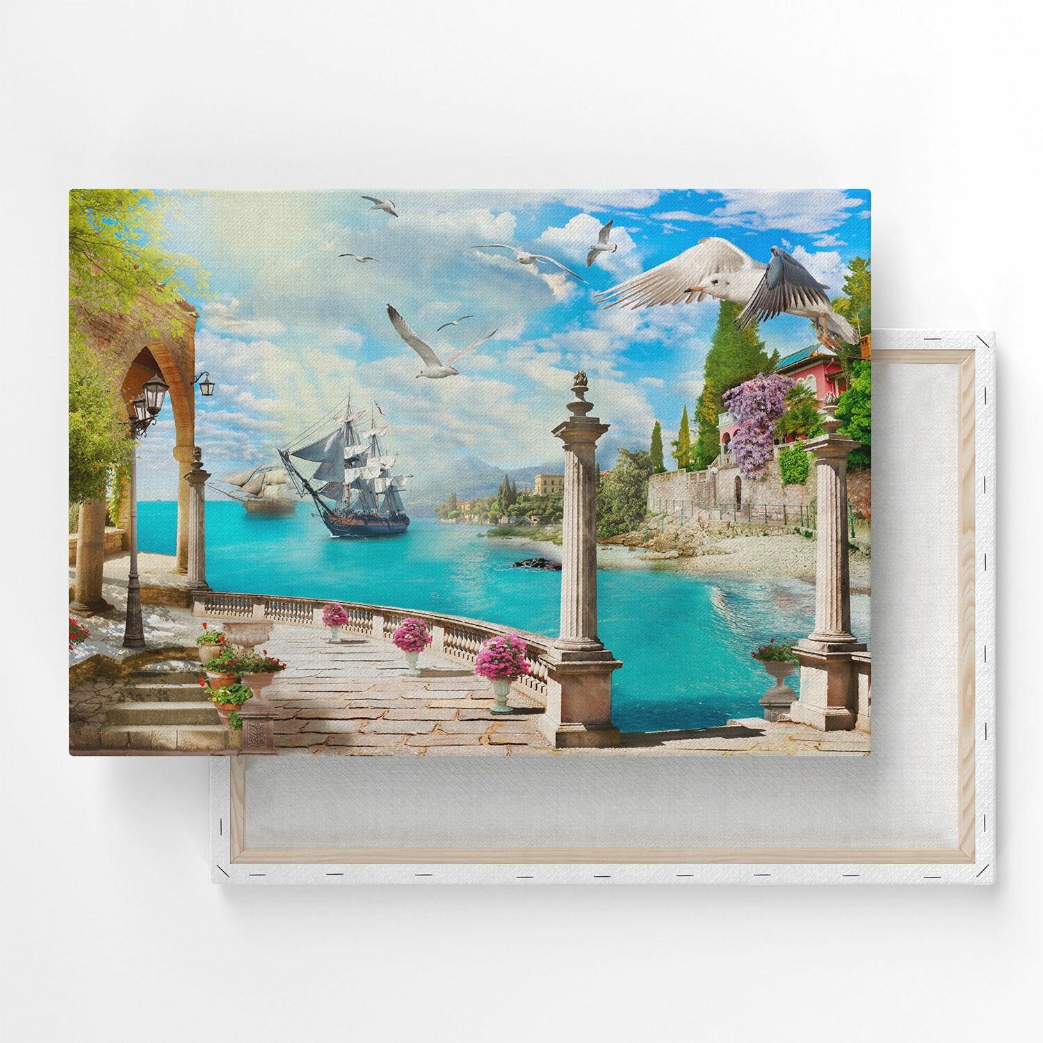 Картина на холсте, репродукция / Корабли в море / Размер 30 x 40 см