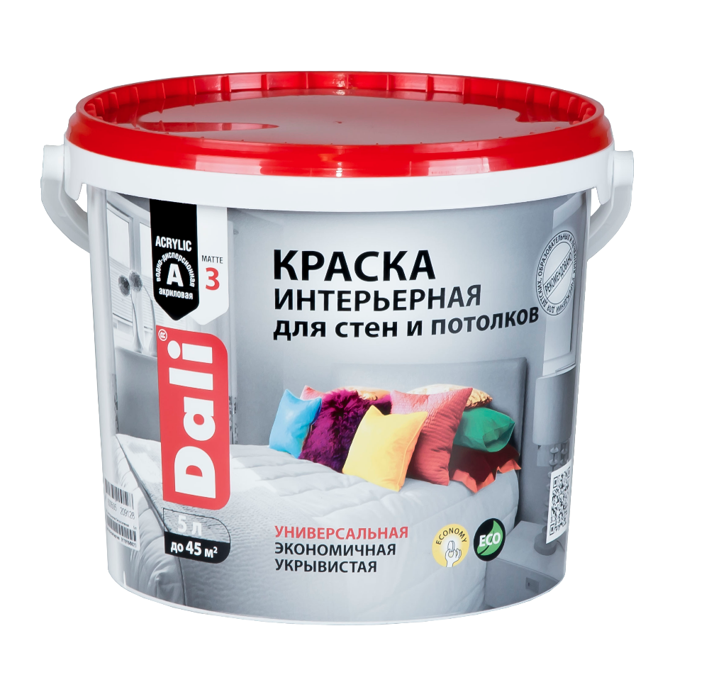 Dali / Дали краска интерьерная акриловая глубокоматовая 5 л белая база А