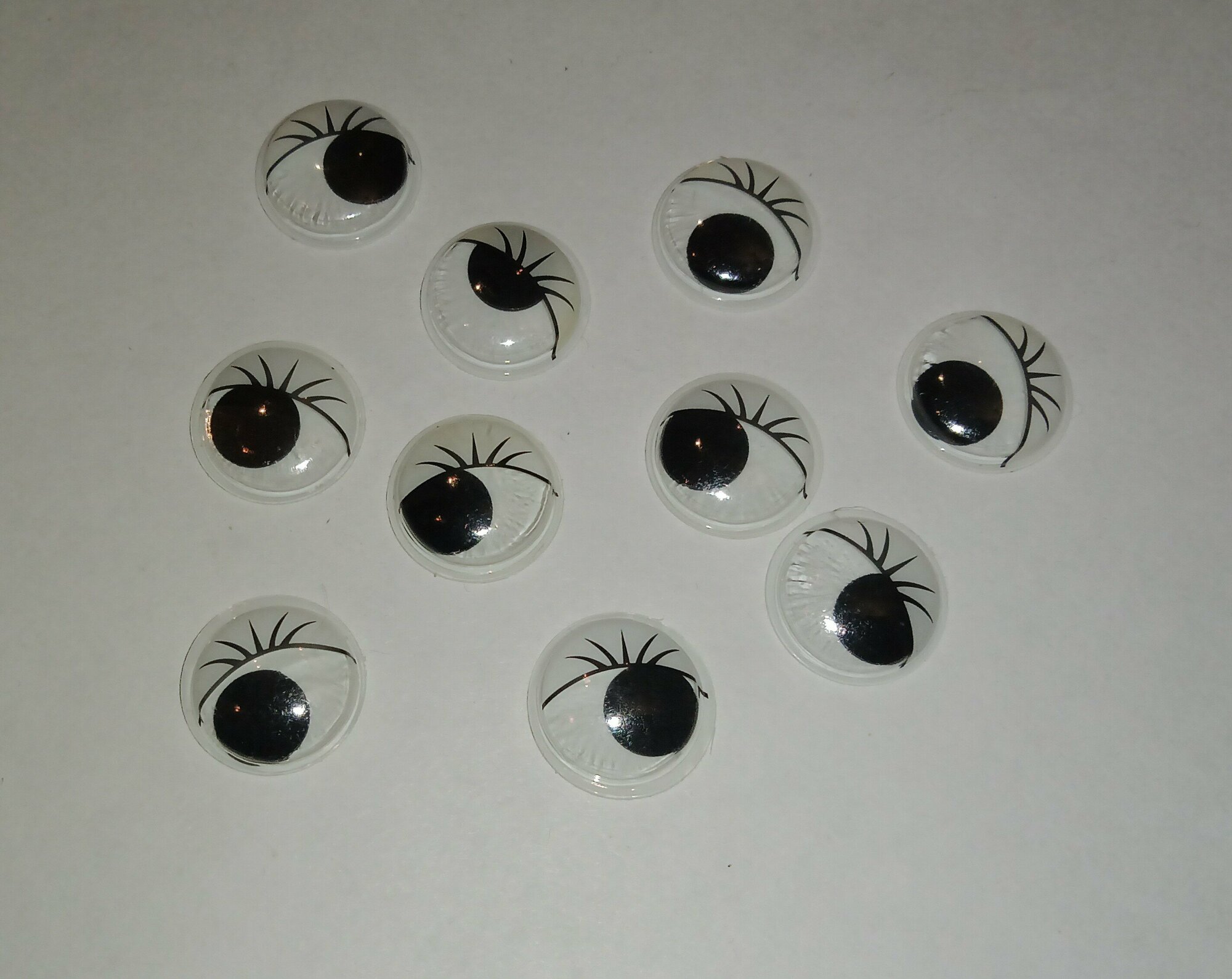 Глазки для игрушек бегающие самоклеящиеся , диаметр 18 мм, набор 10 штук, цвет черно-белый