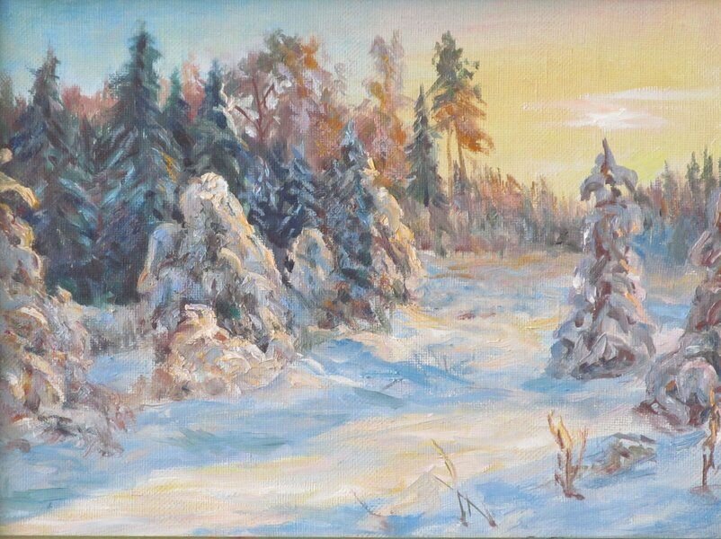 ART-Salon at Oktyabrskaya картина "Зимний полдень", 30х40 см, холст, масло, авторская работа