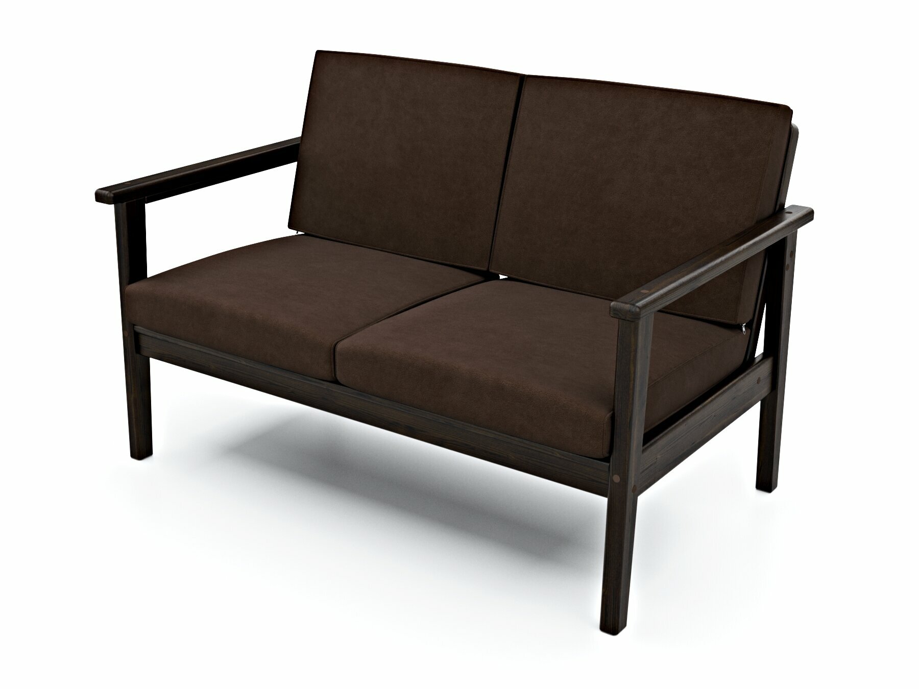 Садовый диван Arsko Лориан-М-С коричневый-венге, велюр, деревянный, на дачу, на веранду, в террасу, скандинавский лофт