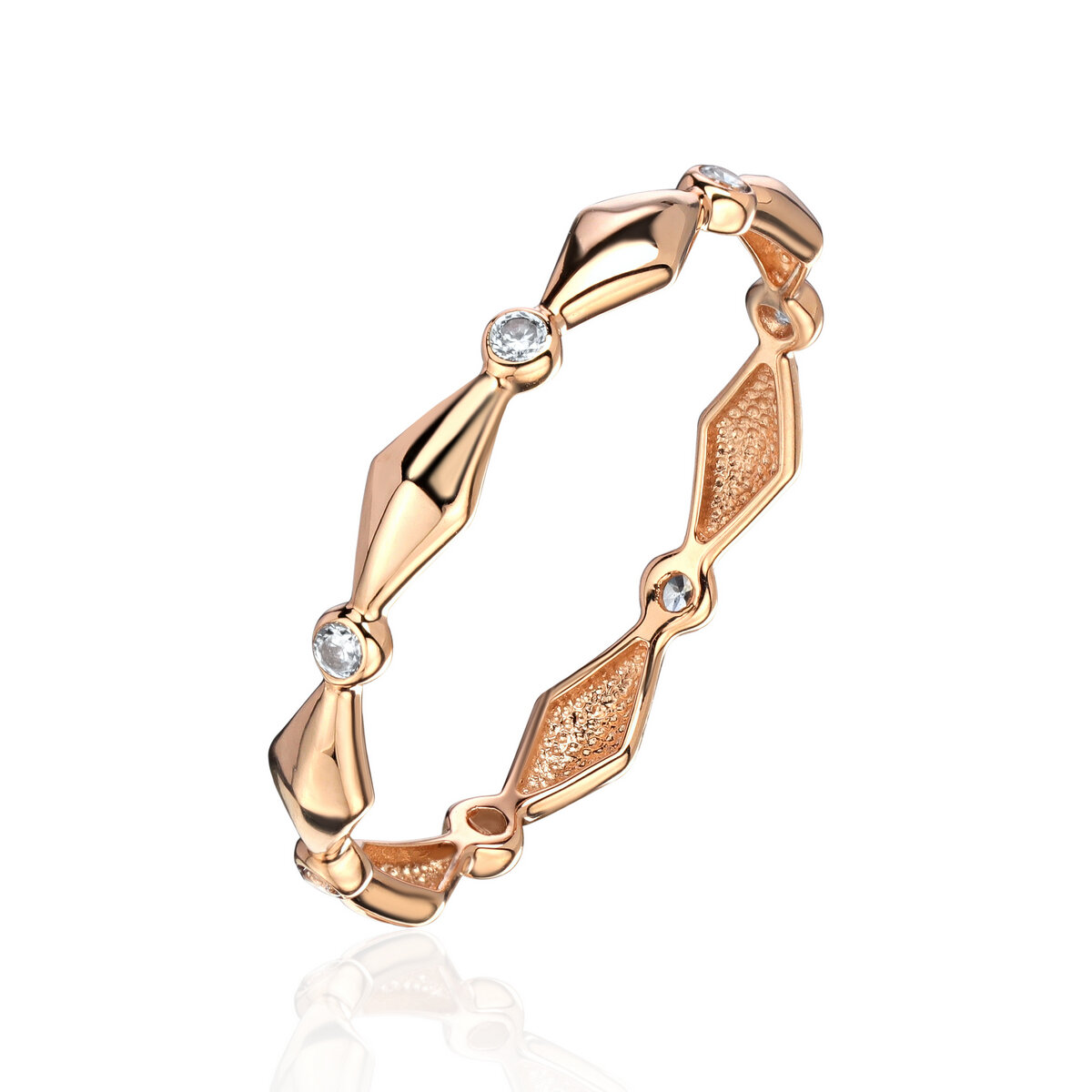 Кольцо, красное золото, 585 проба, фианит