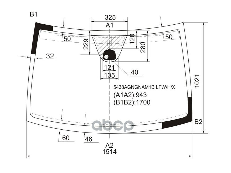 Стекло лобовое (Антенна/ Датчик дождя) Mercedes-Benz Viano 03-14 / Vito 03-14 XYG арт. 5438AGNGNAM1B LFW/H/X