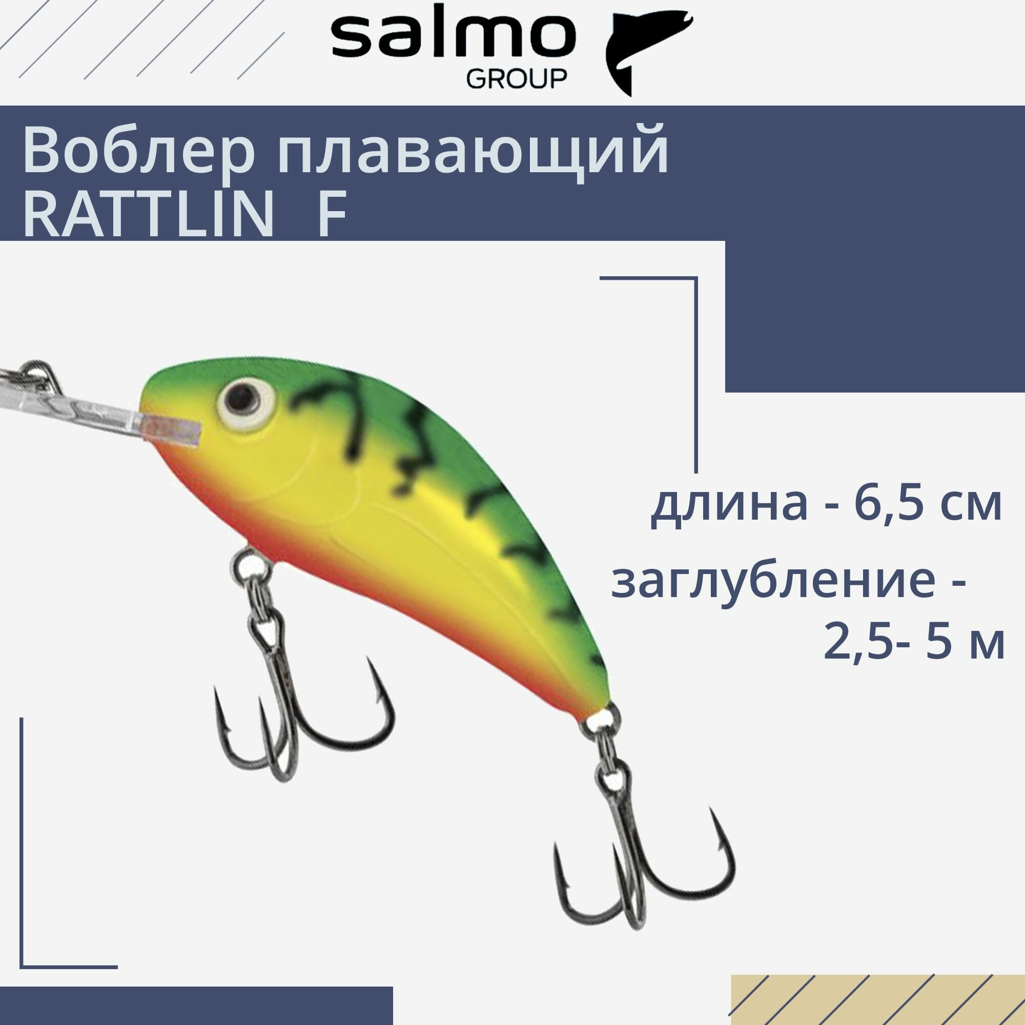 Воблер для рыбалки плавающий Salmo HORNET RATTLIN F 06.5/GT