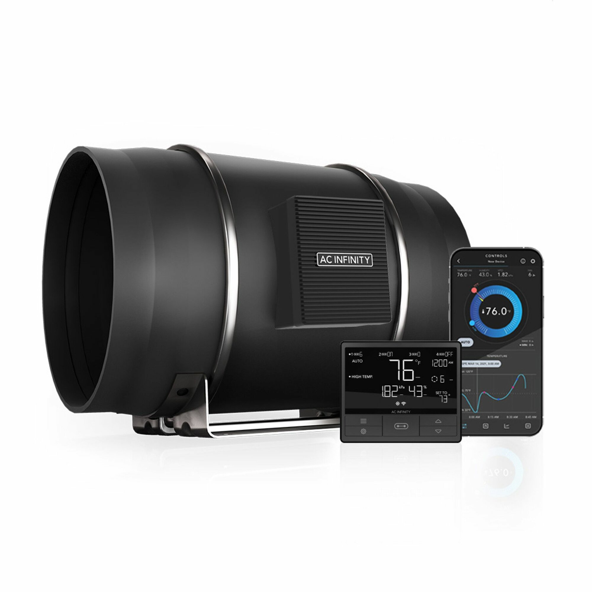 Канальный вентилятор AC Infinity CLOUDLINE PRO T12 2800 м3 с умным контроллером