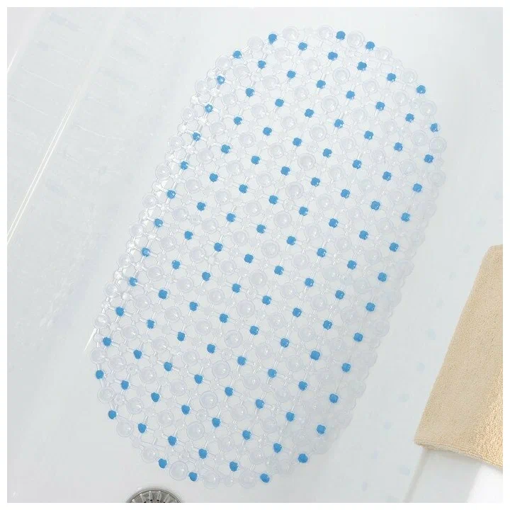 Коврик массажный для ванной противоскользящий Сеточка 65х35 розовый