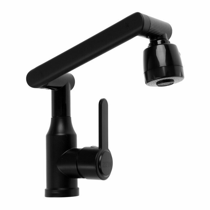 Смеситель для кухни ZEIN Z3705, регулируемый излив, аэратор 2 режима, ABS-пластик, черный, 9932012