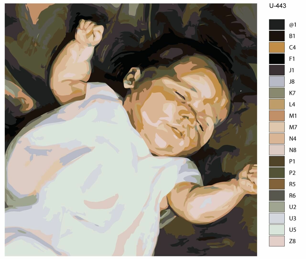 Картина по номерам U-443 "Художник Люсьен Фрейд. Репродукция картины - Ребенок на зеленом диване" 40x40 см