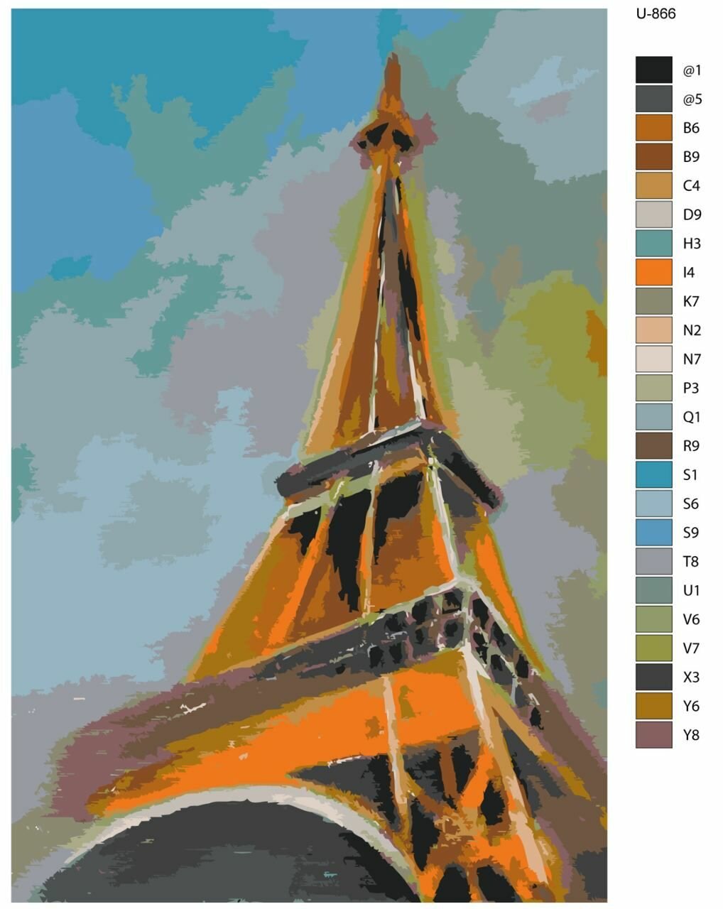 Картина по номерам U-866 "Франция. Париж - Эйфелева башня" 40x60 см