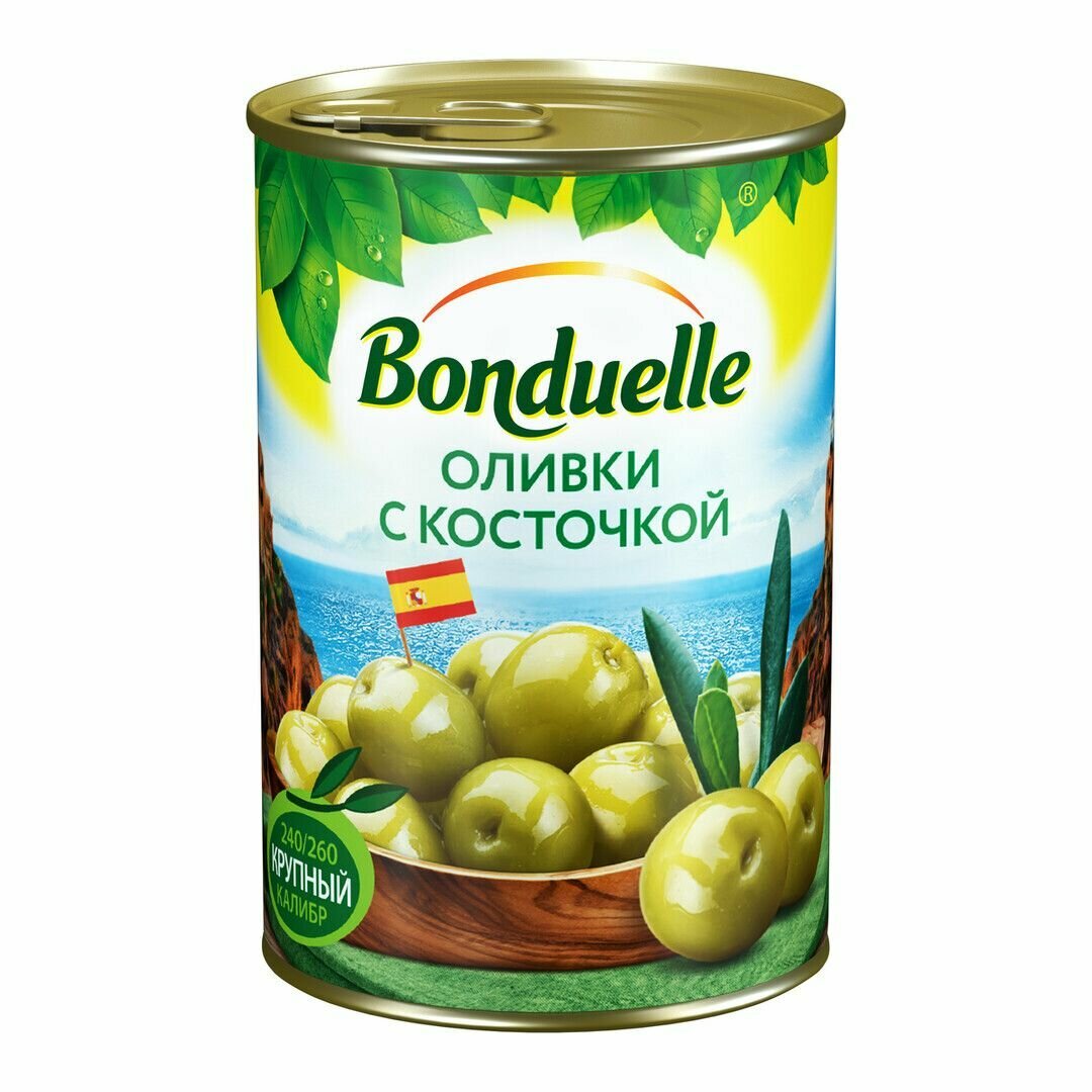 Оливки Bonduelle с косточкой 300 г x 3 упаковки