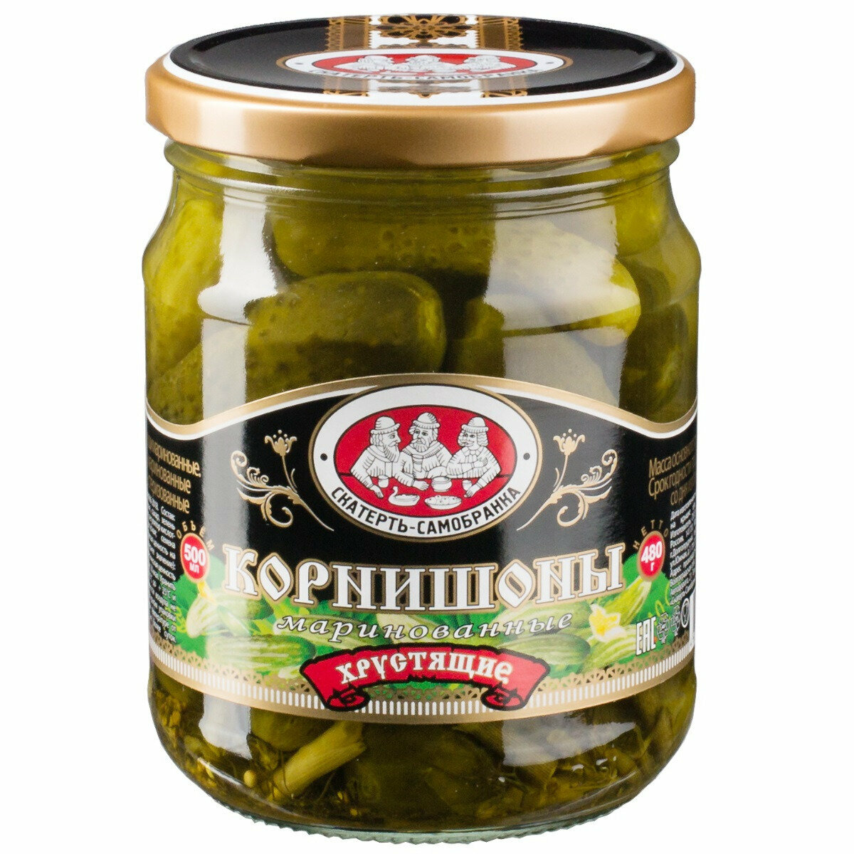 Корнишоны маринованные скатерть-самобранка Хрустящие, 500мл x 3 упаковки