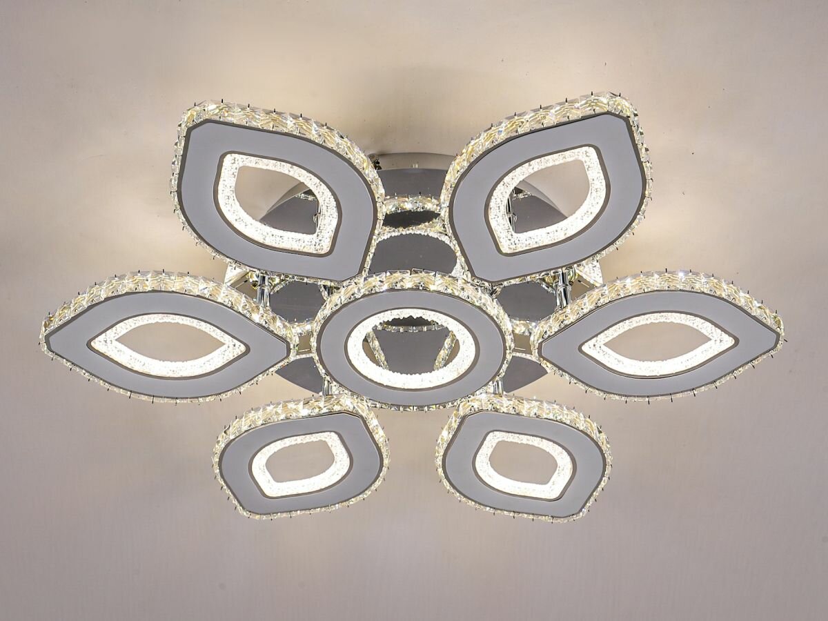 Люстра акрил на потолок светодиодная светильник с пультом (23506-224W) , LUCETY, площадь освещения 25 кв. м.