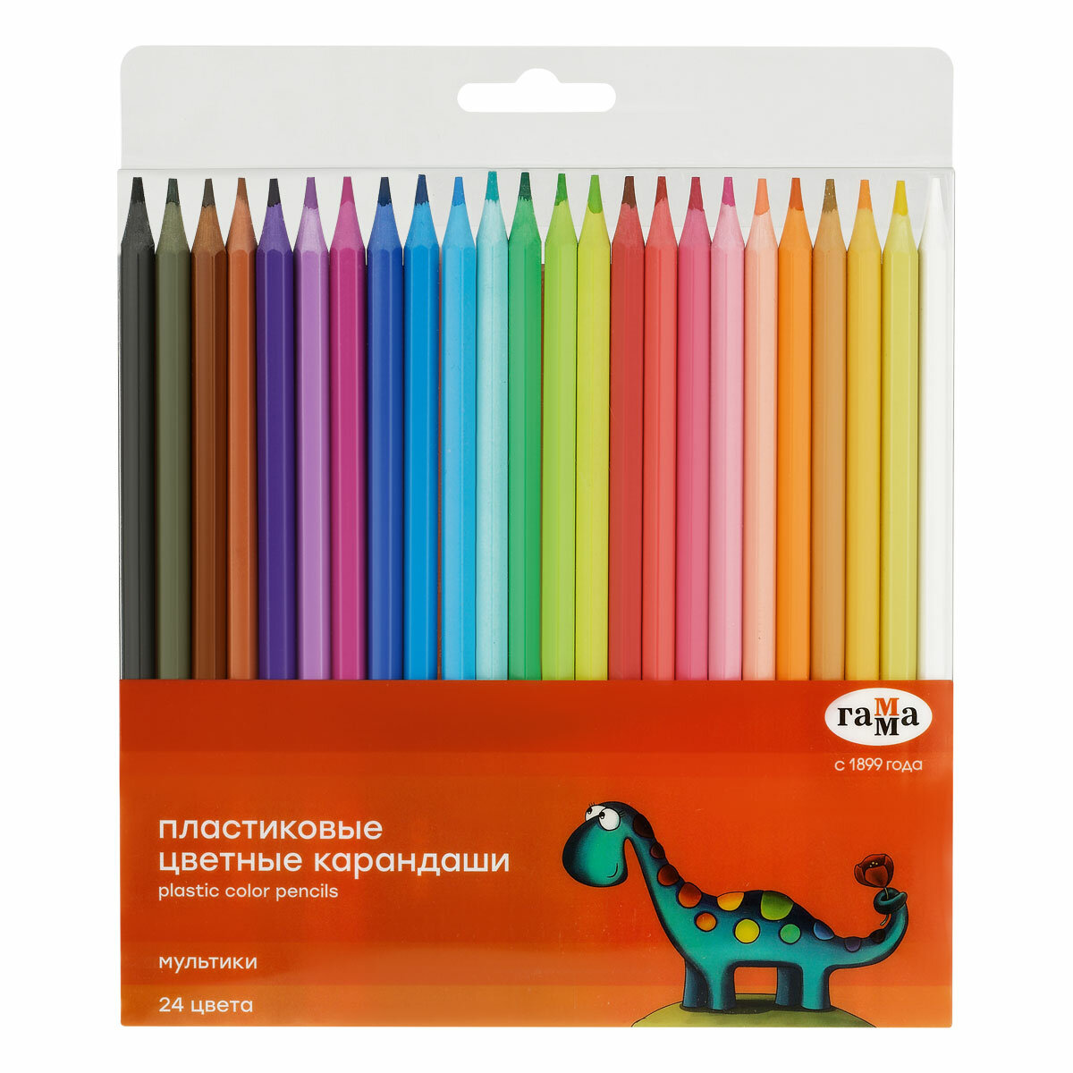 Комплект 4 шт, Карандаши цветные пластиковые Гамма "Мультики", 24цв, заточен, ПВХ, европодвес