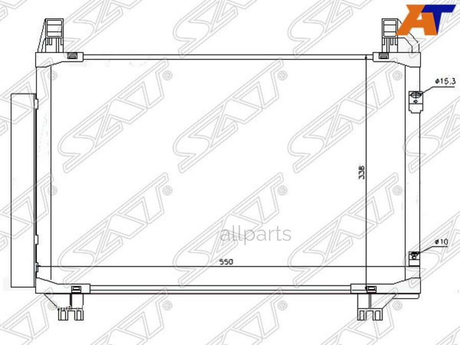 SAT ST-TYA2-394-0 Радиатор кондиционера Toyota Ractis 05-16 / Vitz 05-20 / Belta 05-12 / Ist 07-16