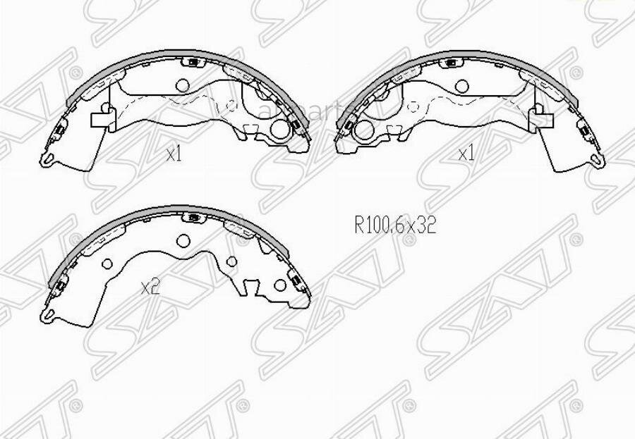 SAT ST-58305-1GA00 Колодки тормозные барабанные Kia Cerato 13-21 / Rio 05-11