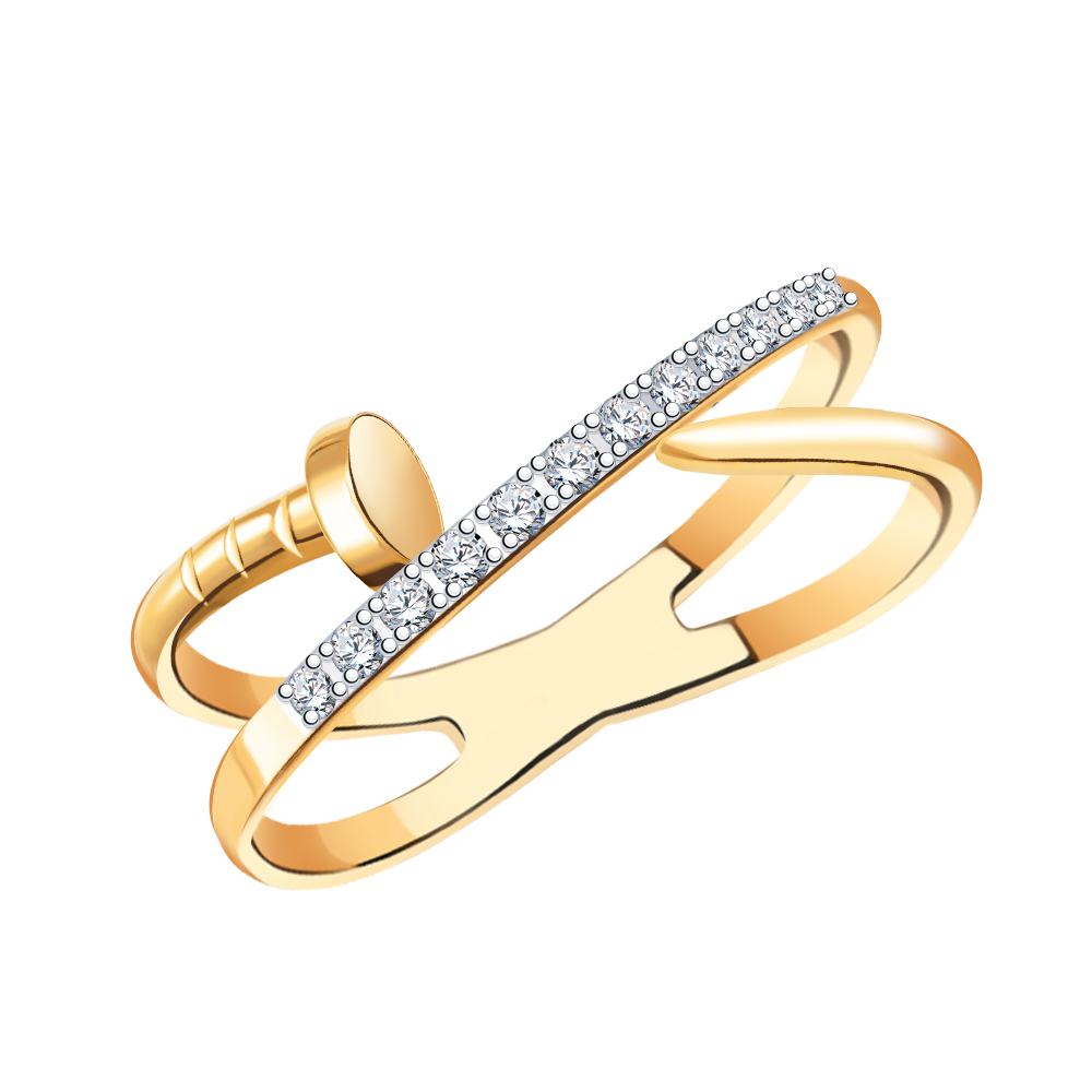 Кольцо, золото, 585 проба, фианит