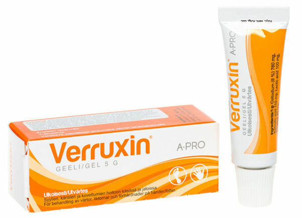 Гель для ухода за кожей рук и ног 5 гр VERRUXIN ( верруксин )(от бородавок, мазолей и т. д.) (из Финляндии)