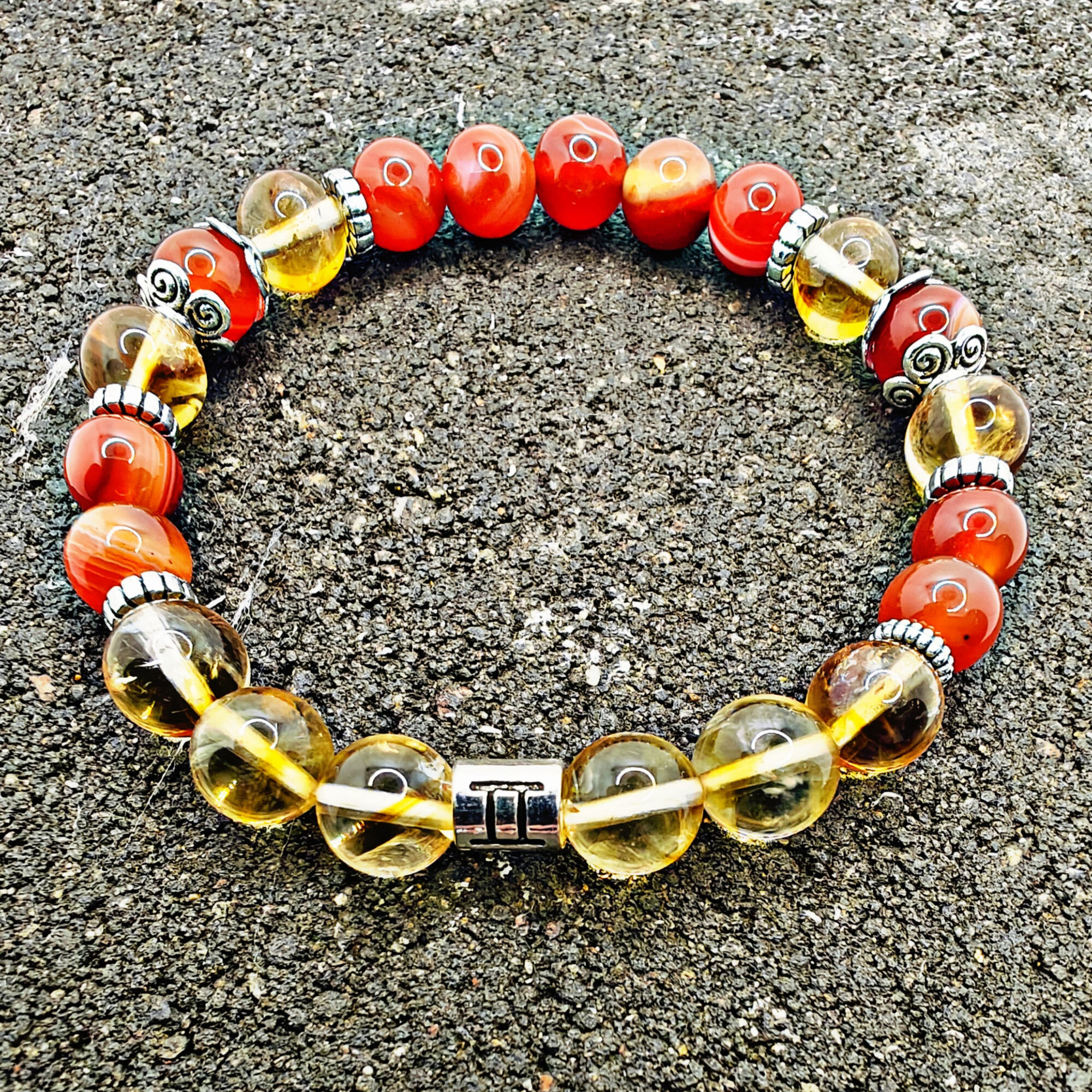 Плетеный браслет, цитрин, агат