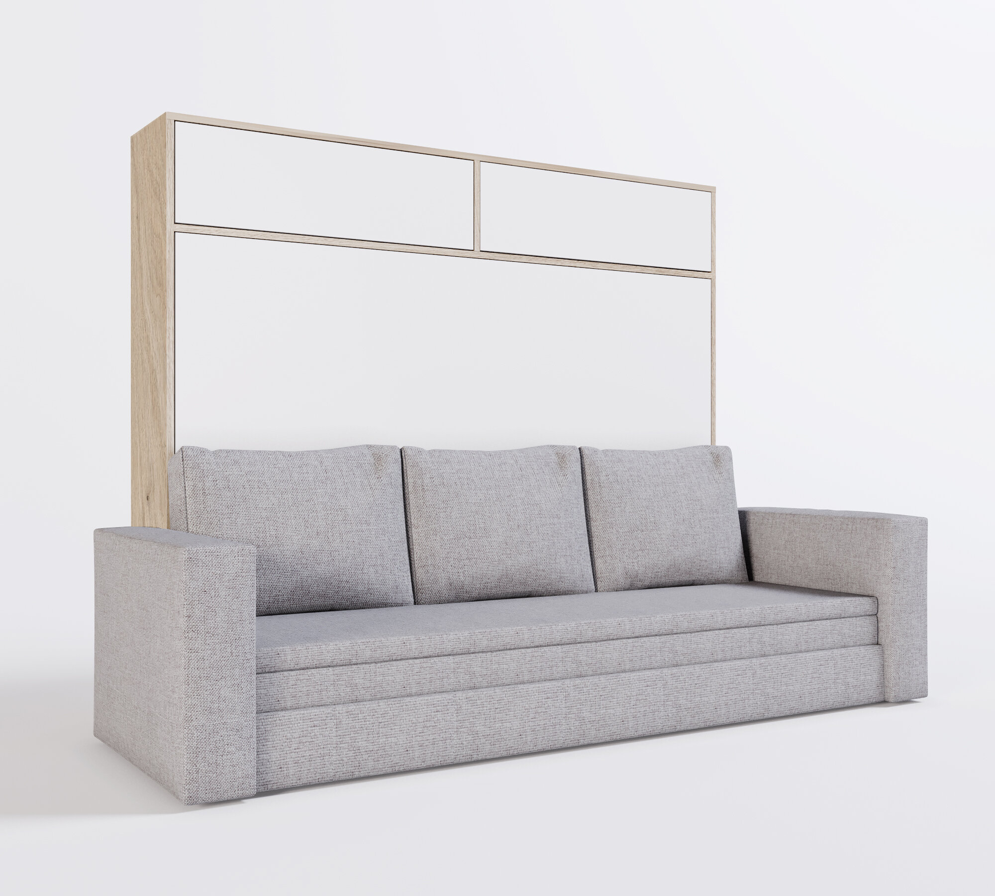 Шкаф кровать-трансформер с диваном Аджи Гранде 1400 с антресолью Сканд