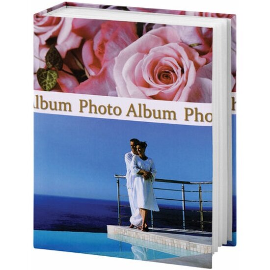 Фотоальбом Brauberg на 300+4 фотографии 10х15 см, твердая обложка, "Романтика", голубой с розовым