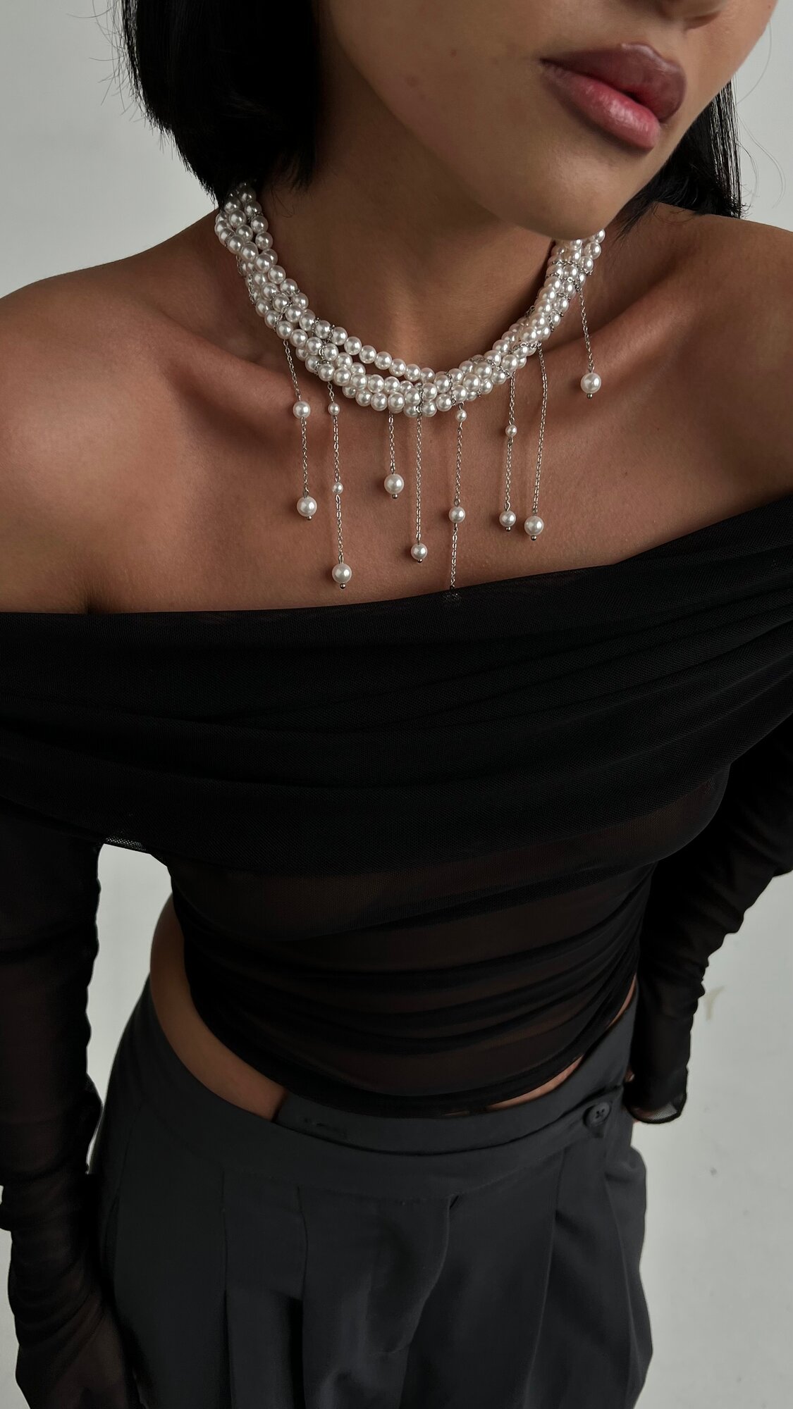 Колье Lunnitsa Soul, жемчуг имитация, жемчуг Swarovski синтетический, длина 37 см, ivory — фото 1