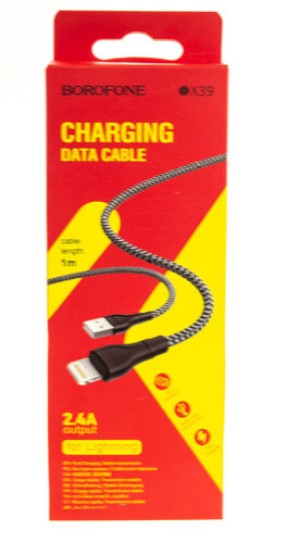 USB-кабель Borofone BX39, 1 метр для iPhone 5/6 черно-белый