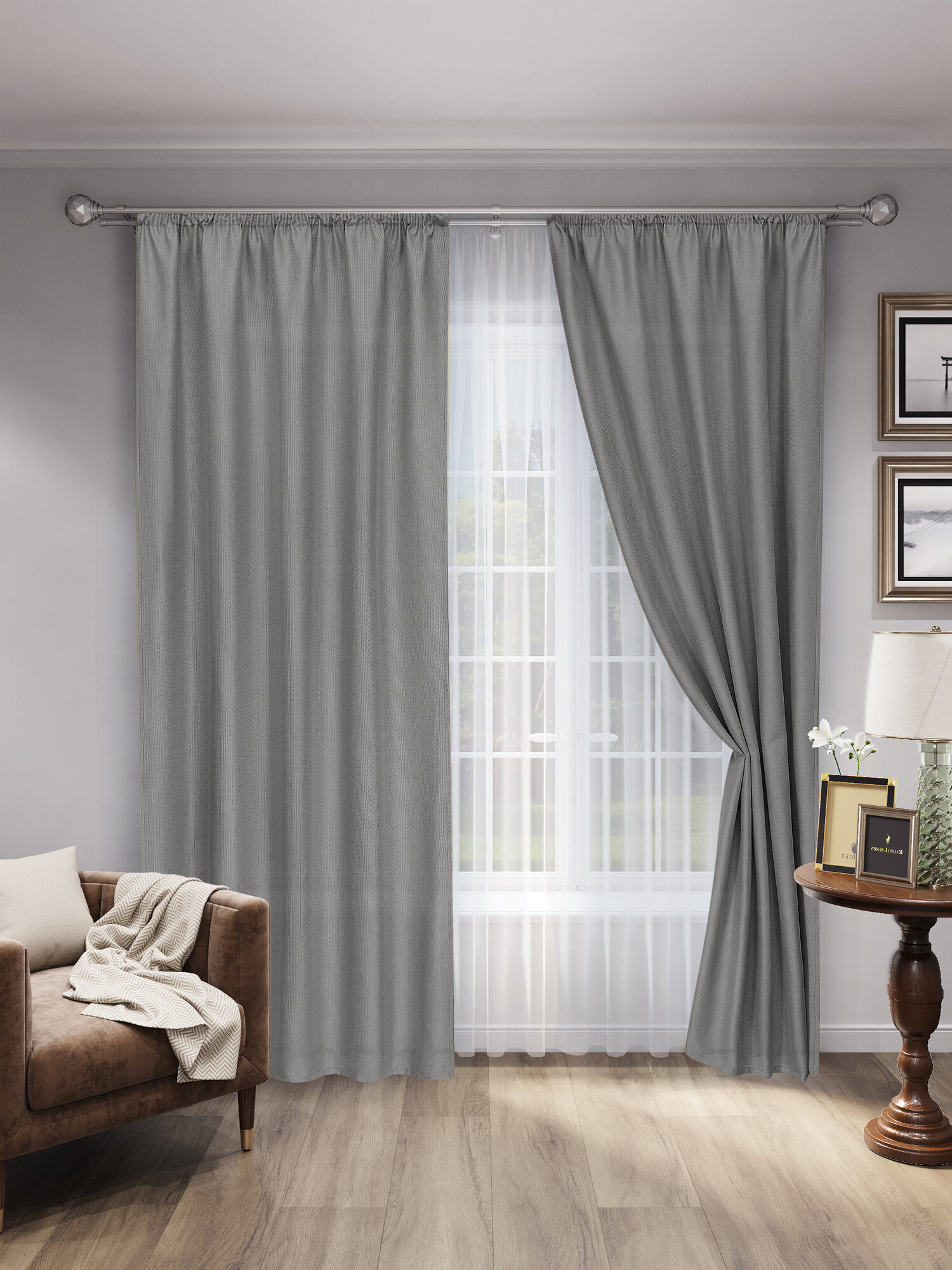 Плотные шторы рогожка димаут 250х260. комплект 2 шт