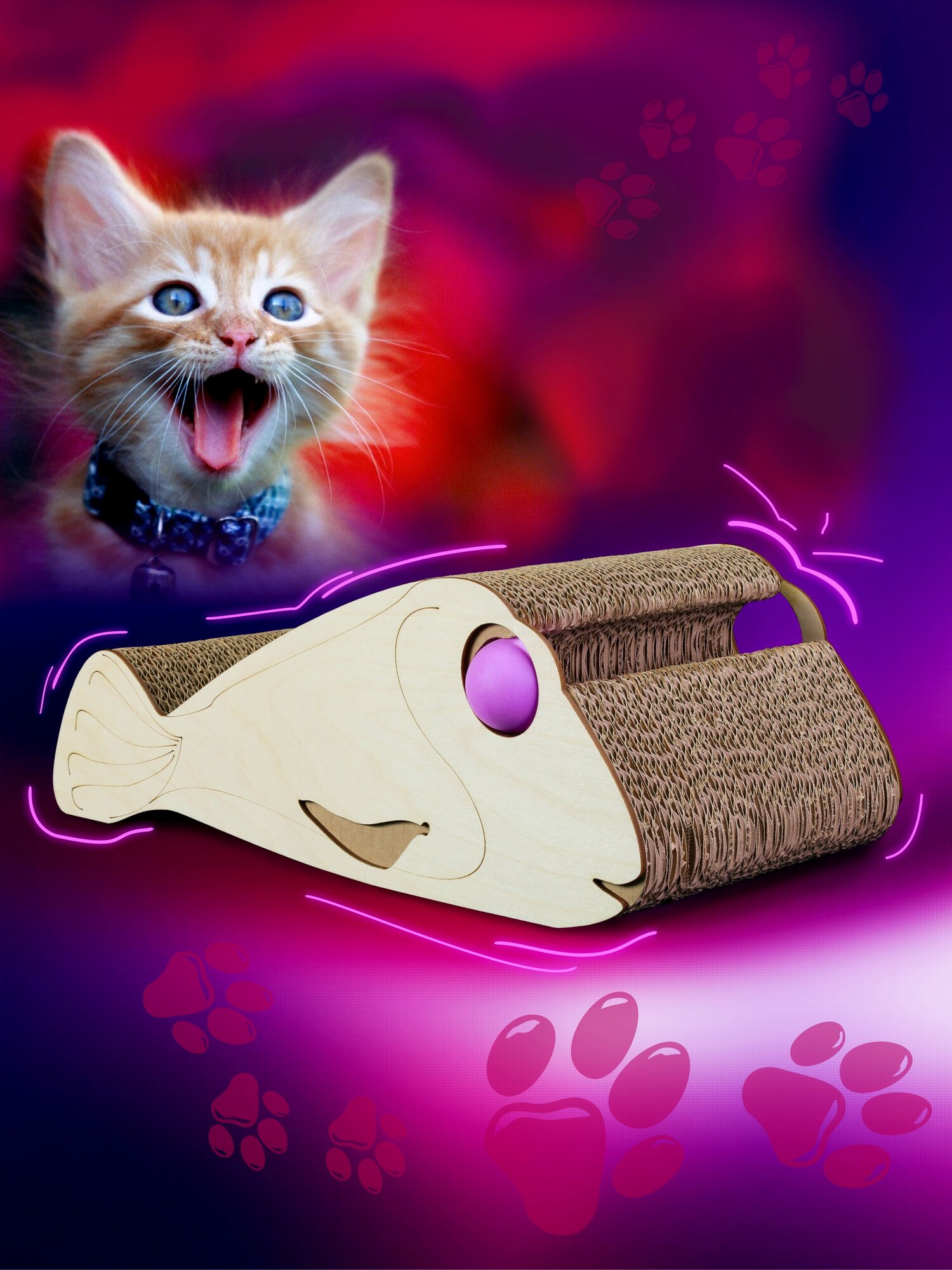 Когтеточка "Дори" ВКайф, напольная, гофрокартон/фанера, бежевая