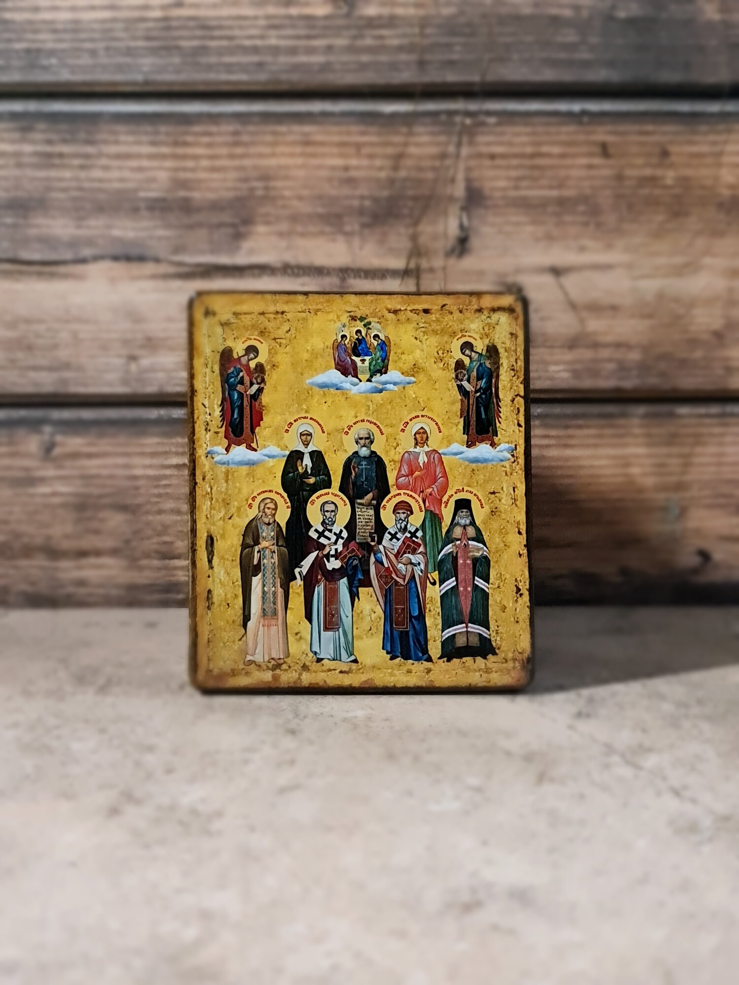 Освященная икона "Домашний иконостас" почитаемые святые семьи , 19*24 см