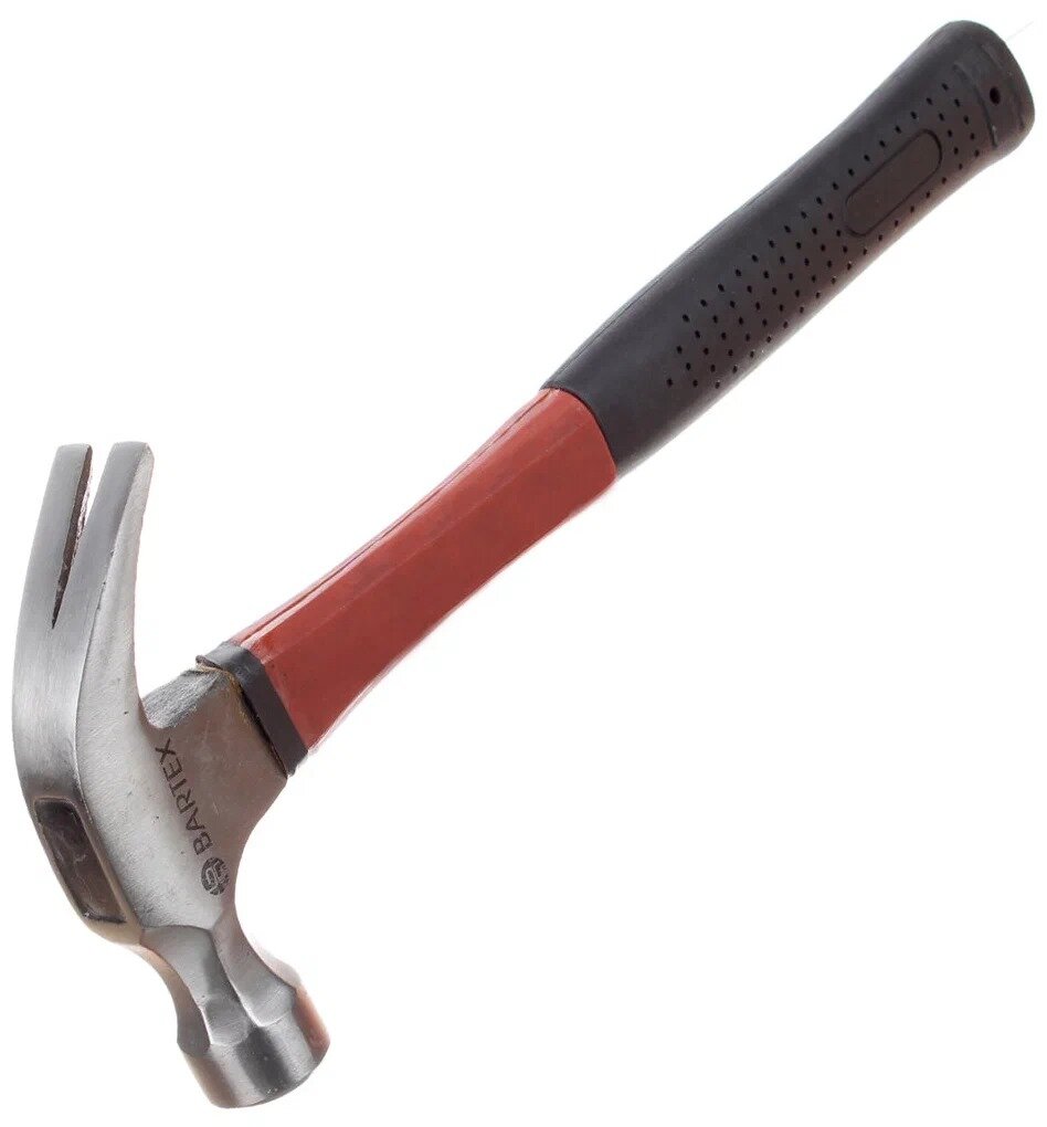 Молоток-гвоздодер 225г фиберглассовая ручка BARTEX