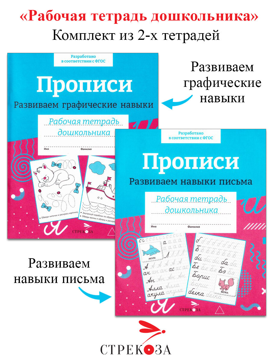 Л. Маврина. Прописи: Развиваем графические навыки, Развиваем навыки письма. Рабочая тетрадь дошкольника