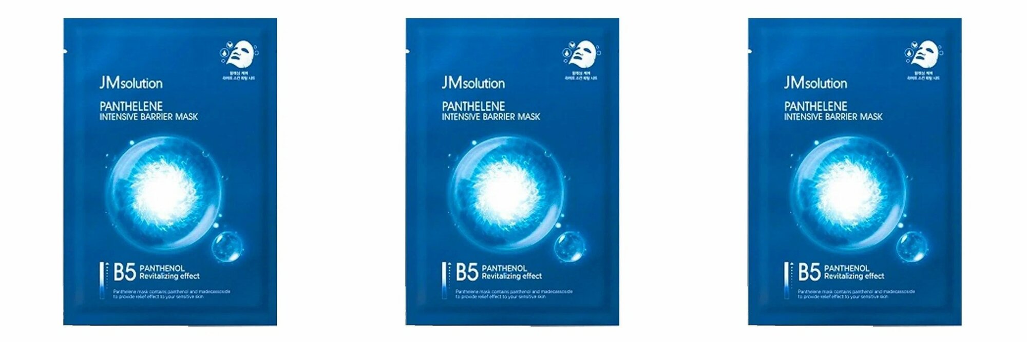 Увлажняющая маска JmSolution с пантенолом и CICA-комплексом, Panthelene Intensive Barrier Mask, 30 мл, 3 шт