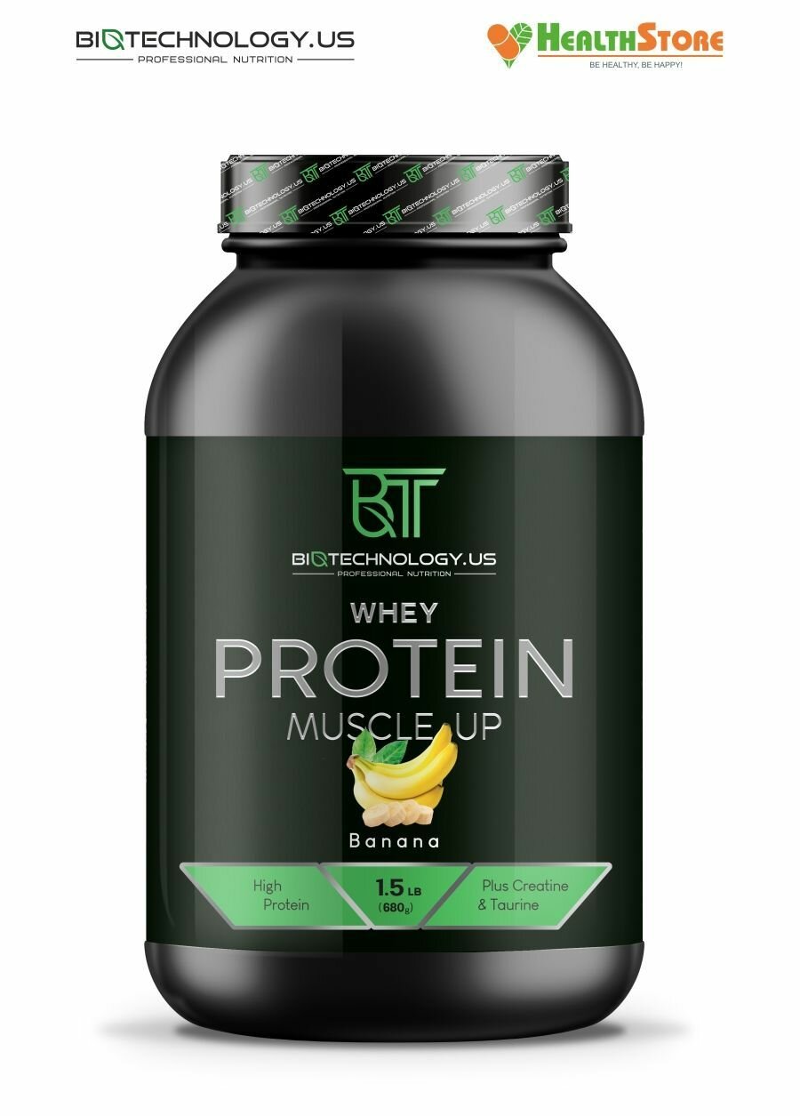 Biotechnology.US Whey Protein Muscle Up 0.68кг (банан) Протеин сывороточный, протеиновый коктейль