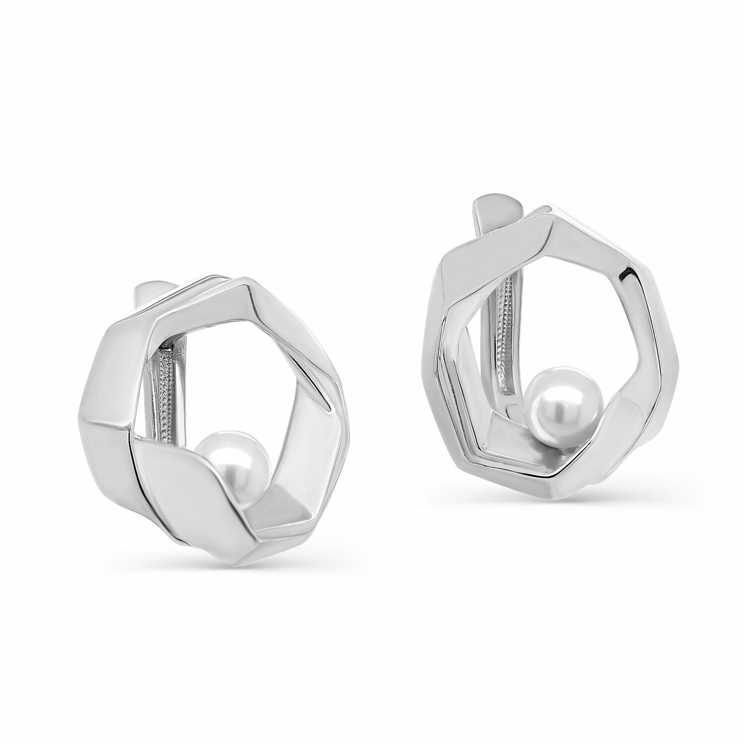 Серьги с подвесками, серебро, 925 проба, родирование, жемчуг