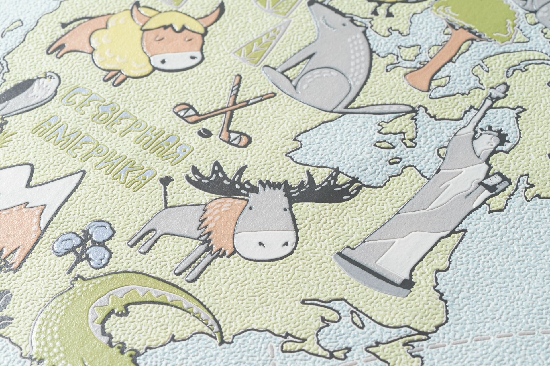 Обои детские с картой мира Артекс (20135-03)вспененный винил 1,06х10м голубой в детскую