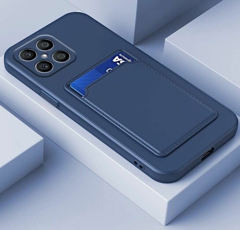 Чехол на Honor X8 4G силиконовый с отделением для карт Soft Touch синий