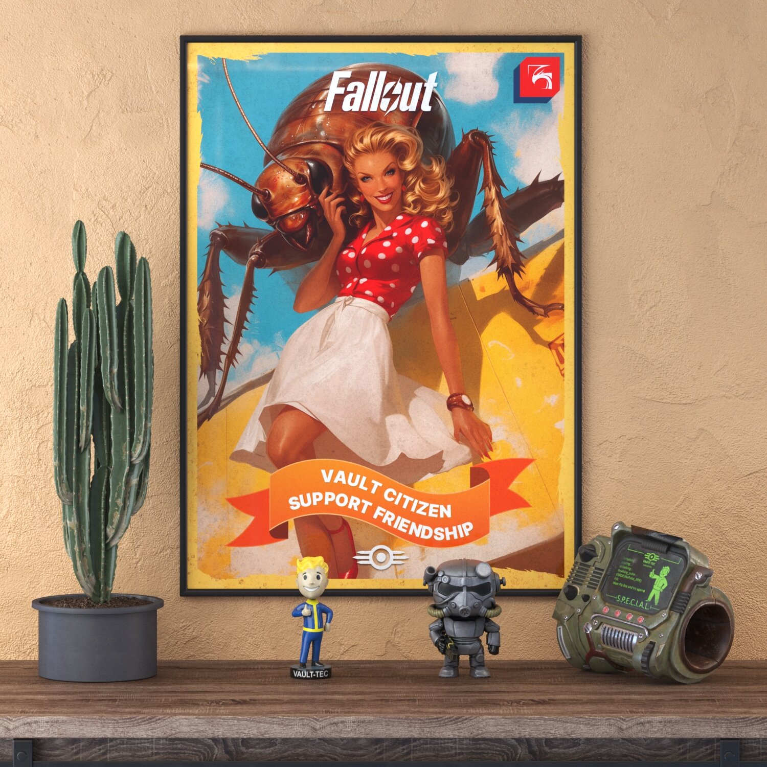 Постер в рамке на стену DigitalRazor Fallout Edition Type B 430x600mm, желтый, оранжевый