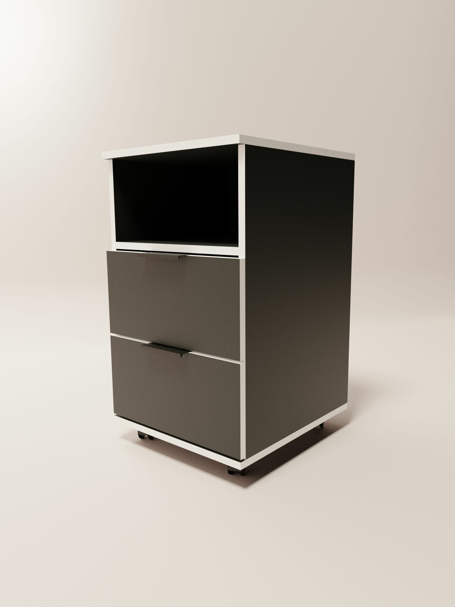 Тумба офисная/компьютерная FPS Mebel 2, Черно-Белая