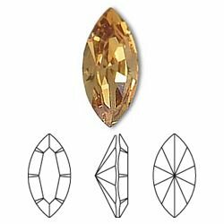 Ювелирный кристалл Swarovski, Челнок (#4228), 10х5мм, светлый колорадский топаз, с фольгой, 1 шт.