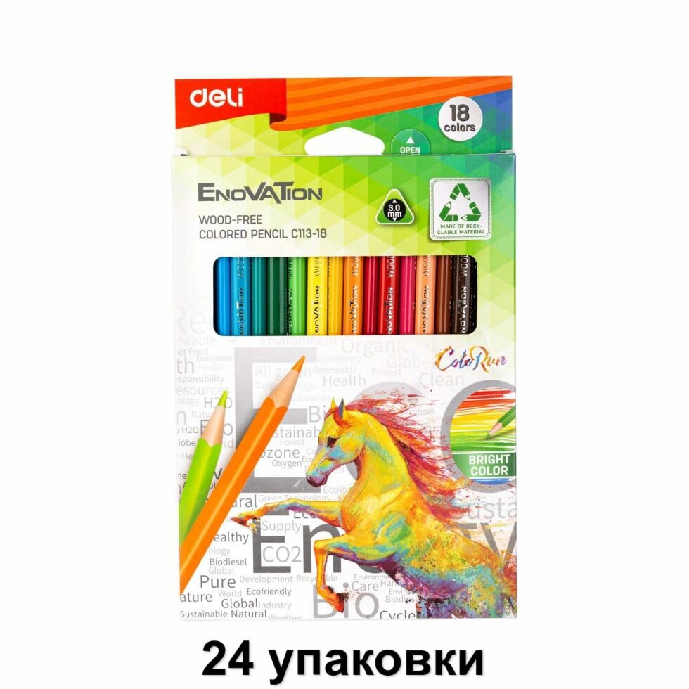 Deli Карандаши цветные "Enovation" 18 цветов, 24 уп