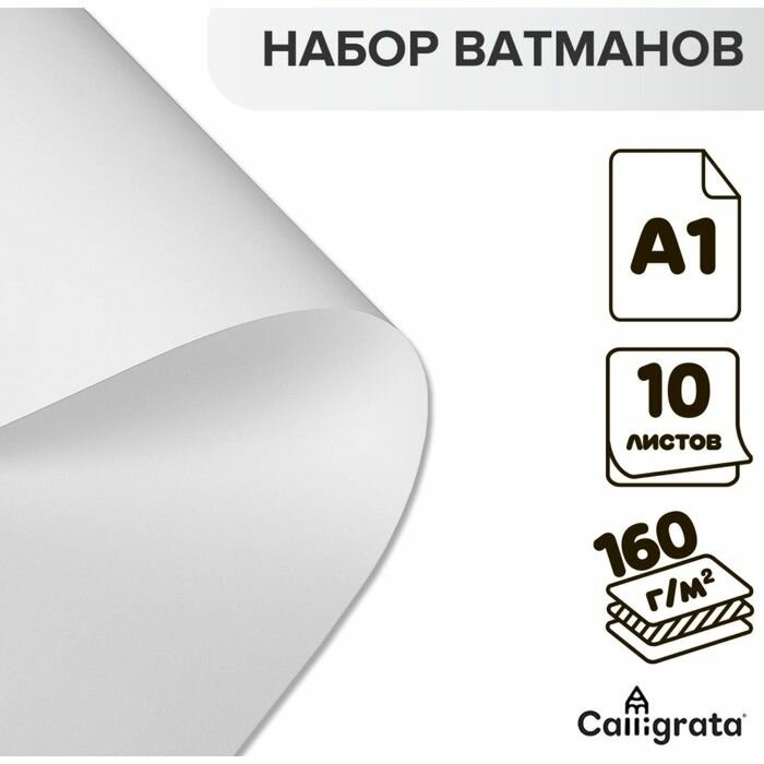 Набор ватманов чертёжных А1, 160 г/м, 10 листов