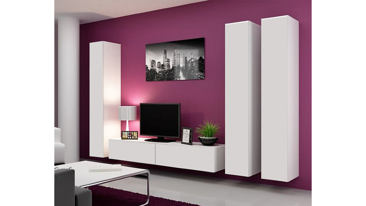 Гостиная Виго 1 Белый Фасадный 0101 NEW 300x42x180 см, Дом мебели для вас