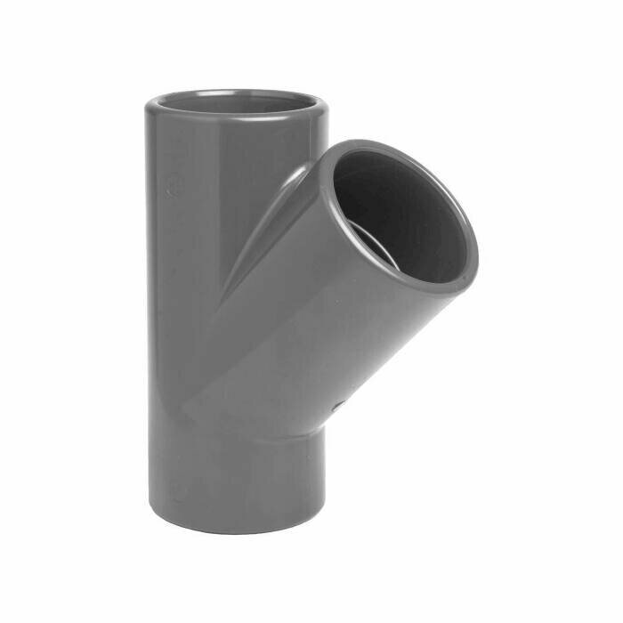 Тройник ПВХ серый под клеевое соед Дн 110х45гр Ру16 напорный Aquaviva YEE1100