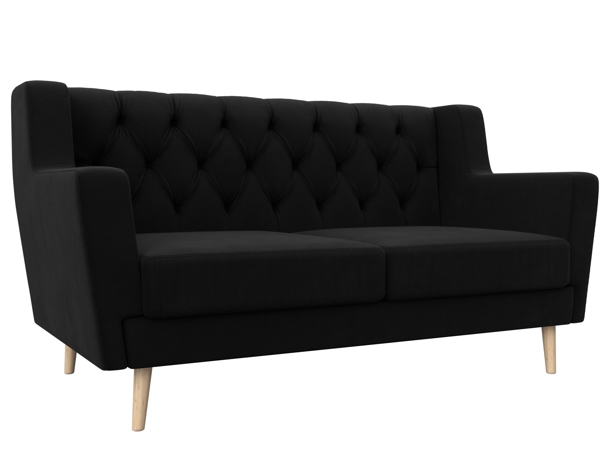 Диван кухонный прямой Брайтон 2 Люкс, микровельвет, механизм нераскладной, черный, 139x77x85см. Хит Диванов