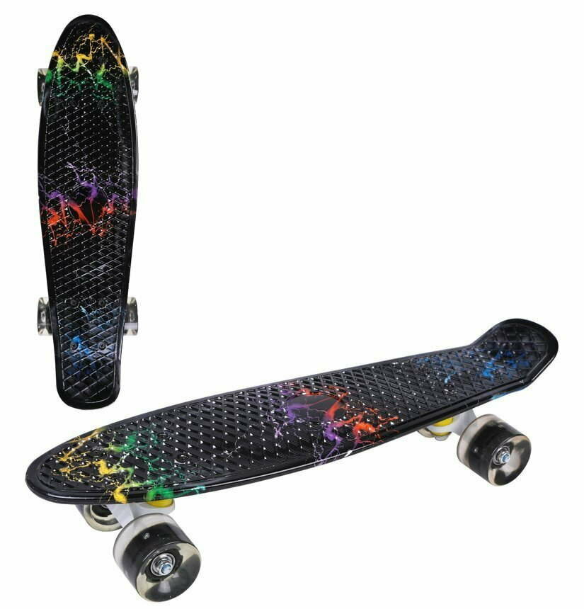 Скейтборд-пенниборд Х-Match пластик 56.5х14.5см, PU колеса