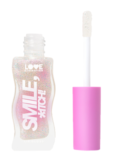 Блеск для губ Love Generation Smile, *itch! тон 01 прозрачный с мерцающими блестками, 10 мл