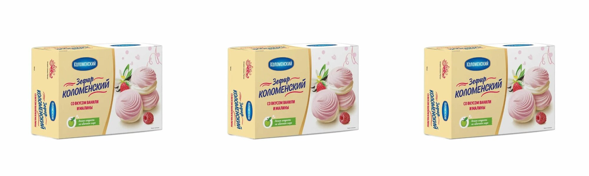Коломенский Зефир со вкусом Ванили и Малины, 250 г, 3 шт